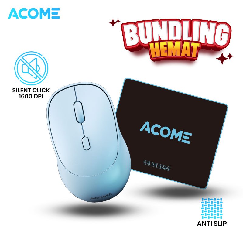 Jual Acome Mouse AM600 Fashion Color Wireless 1600 DPI Silent Click ...