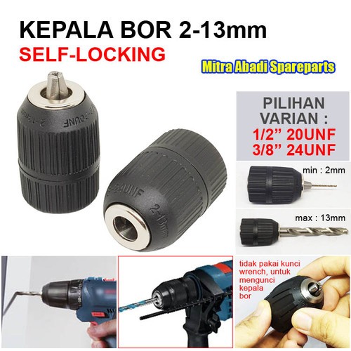 Jual KEPALA BOR KEYLESS DRILL CHUCK 10 MM / 13 MM KEPALA MESIN BOR ...