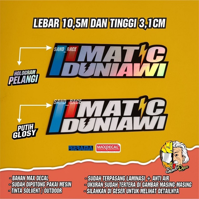 Jual stiker racing matic duniawi print cutting hologram / sticker ...