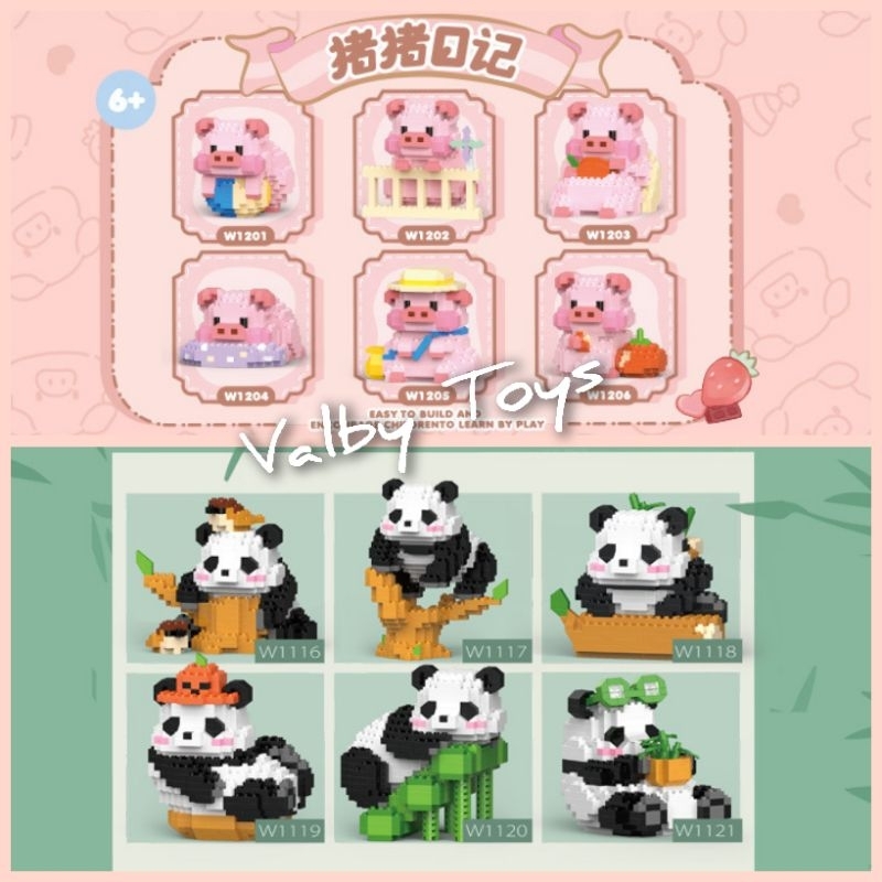 Jual Pig Piggy Panda Mainan Balok Building Block Nano Bricks Balok ...