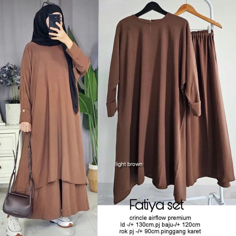 Jual NEW SETELAN ROK FATIYA CRINKLE AIRFLOW FIT TO XL // SET ABAYA ...