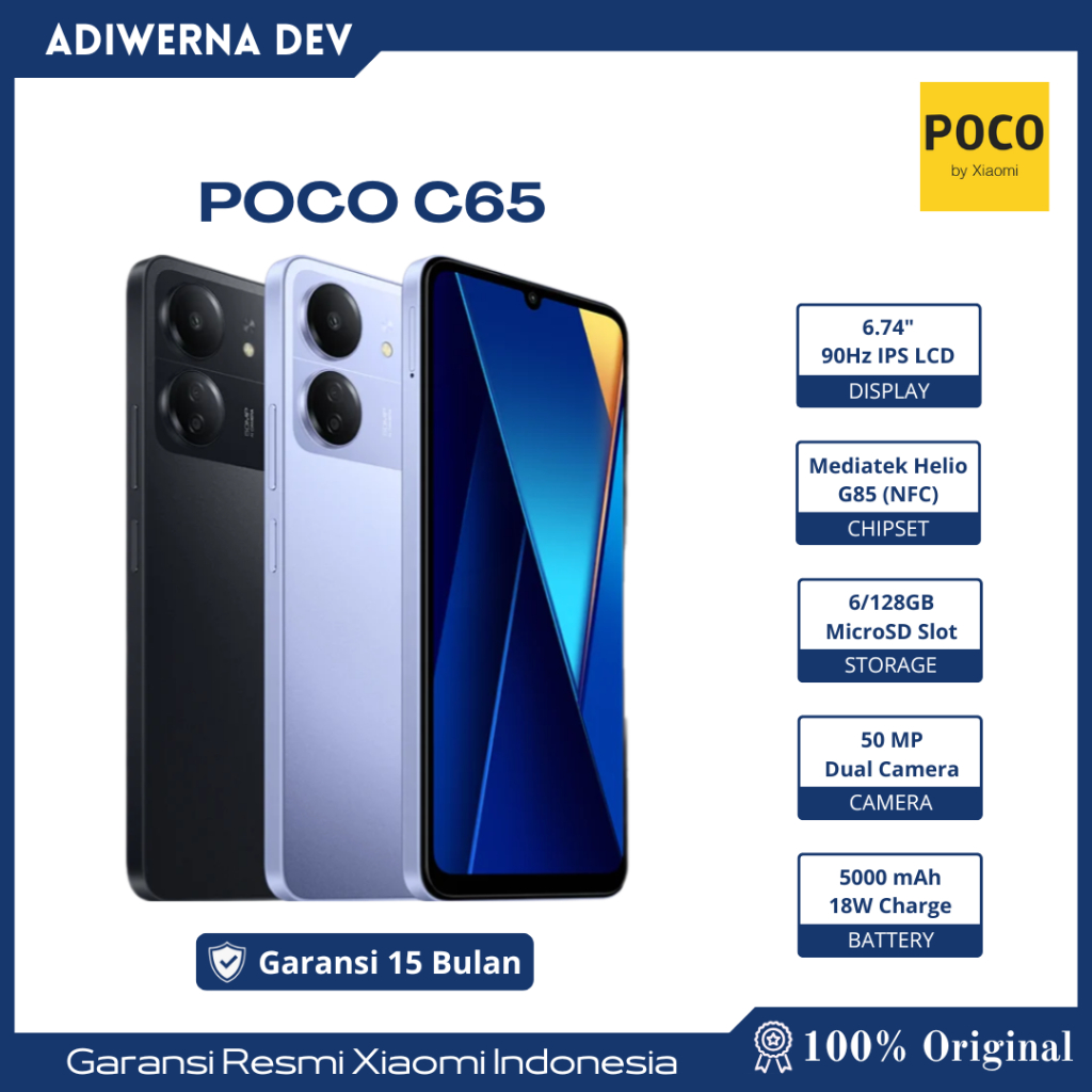 Jual Xiaomi Poco C65 NFC 6+6/128GB Garansi Resmi Helio G85 Gaming 90Hz ...