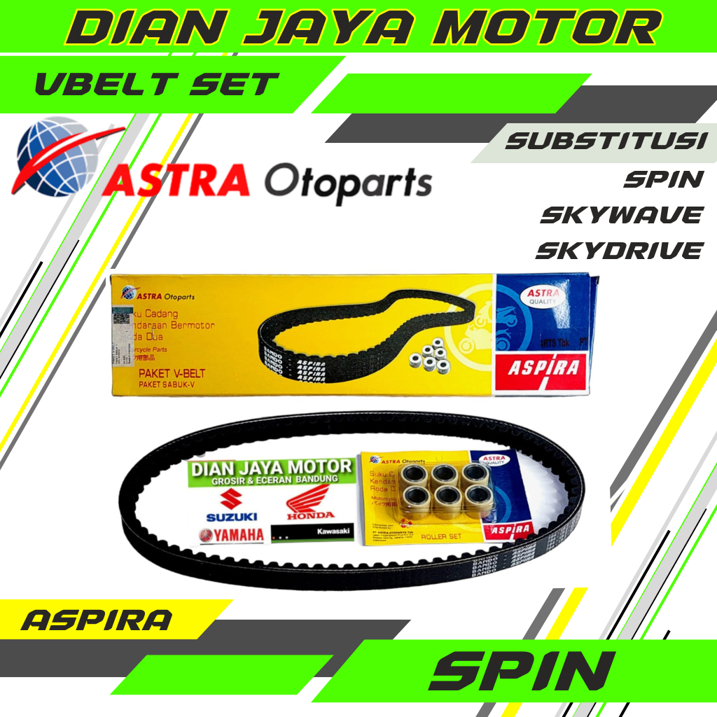 Jual (Aspira) Vanbelt SPIN Set Roller Bando Aspira SPIN125 SKYWAVE SKYDRIVE ADDREES PANBEL V ...