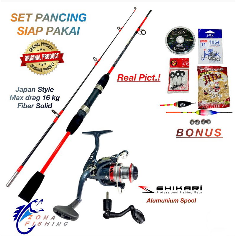 Jual PAKET KOMPLIT Set Joran Hookup Japan Style 120 - 165 Cm Max 16kg Reel Shikari 1000 | Shopee ...