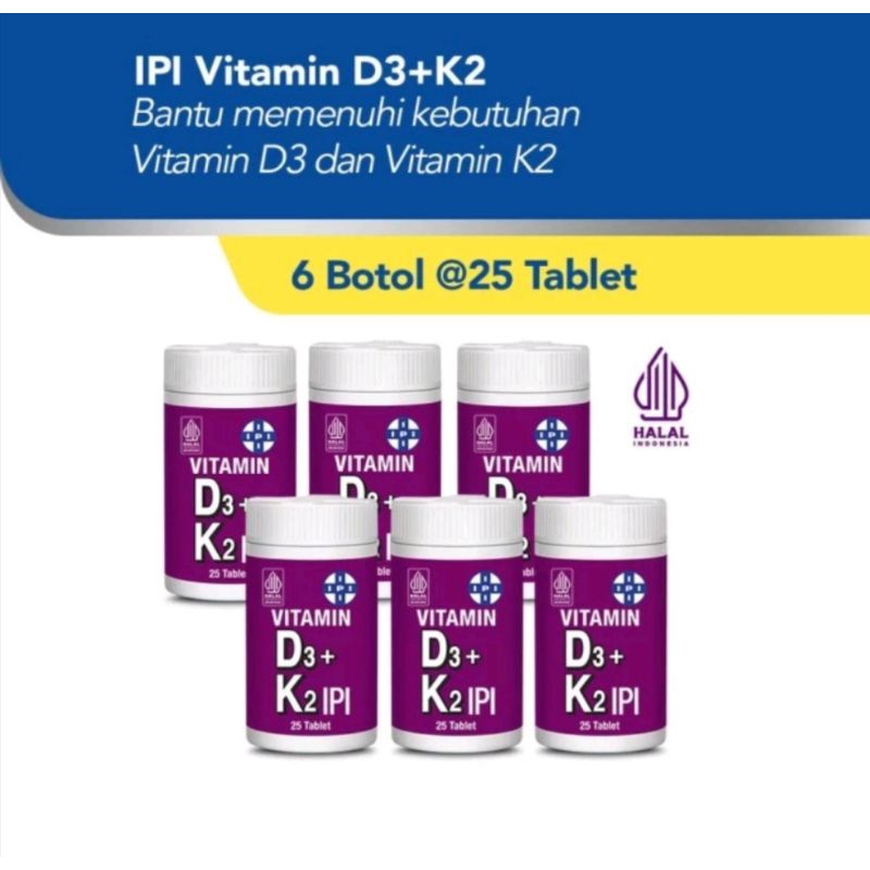 Jual Ipi Vitamin D3 + K2 isi 25 Tablet ( isi 6 botol ) | Shopee Indonesia