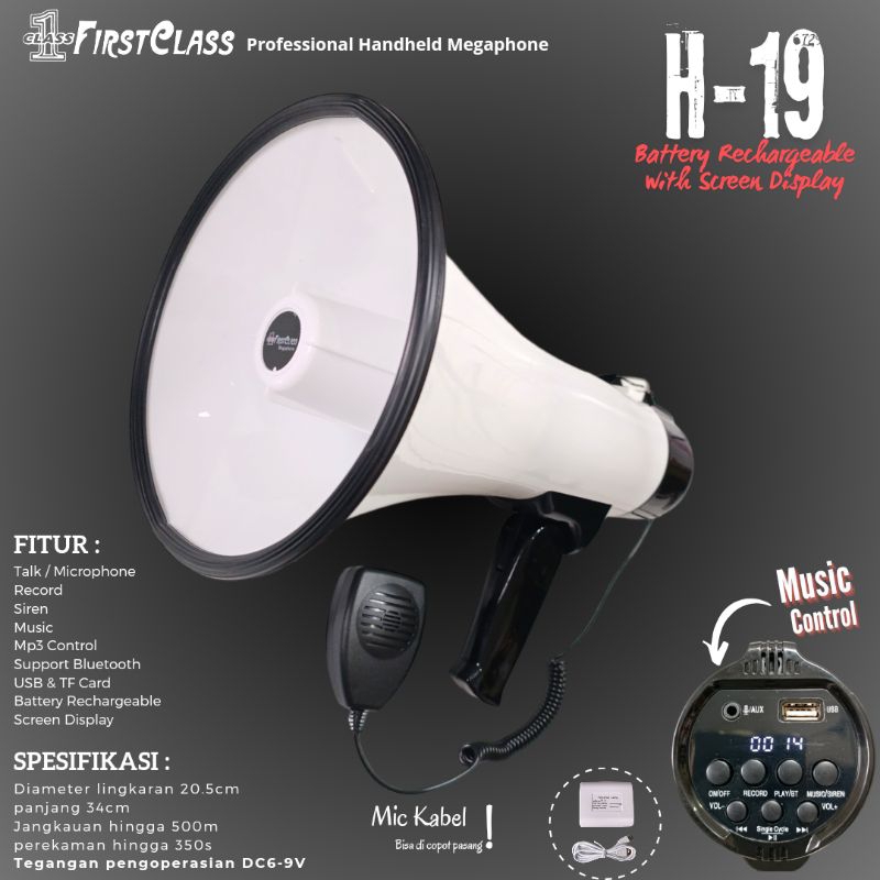 Jual Professional Megaphone Dengan Screen Display Firstclass H 19 ...