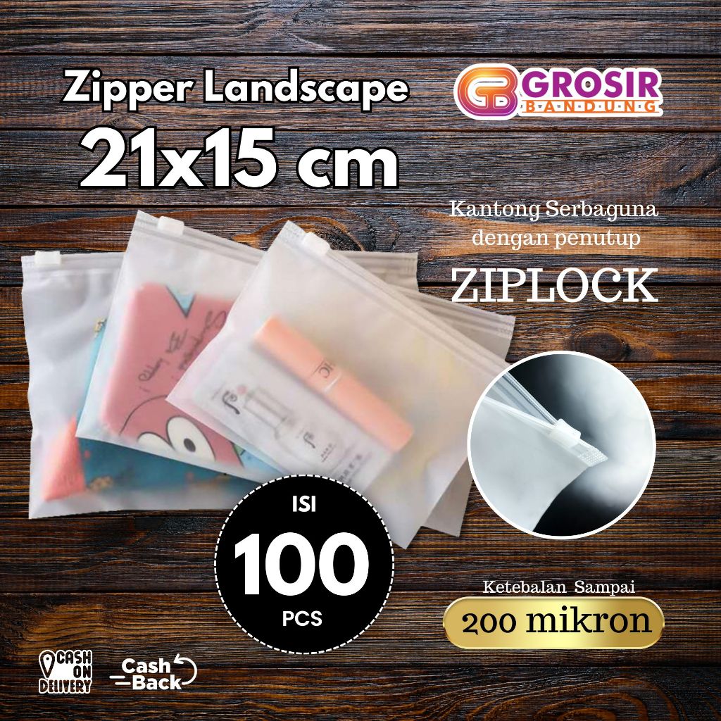 Jual [ISI 100] Zipper Bag Landscape Ukuran 21x15 cm Transparan Doff ...