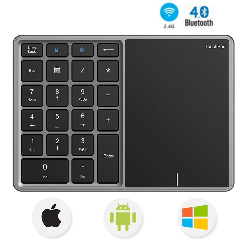 Jual Wireless Bluetooth 2.4G Numeric Keypad Keyboard 22-Key Number with Touchpad PC Mac Book ...