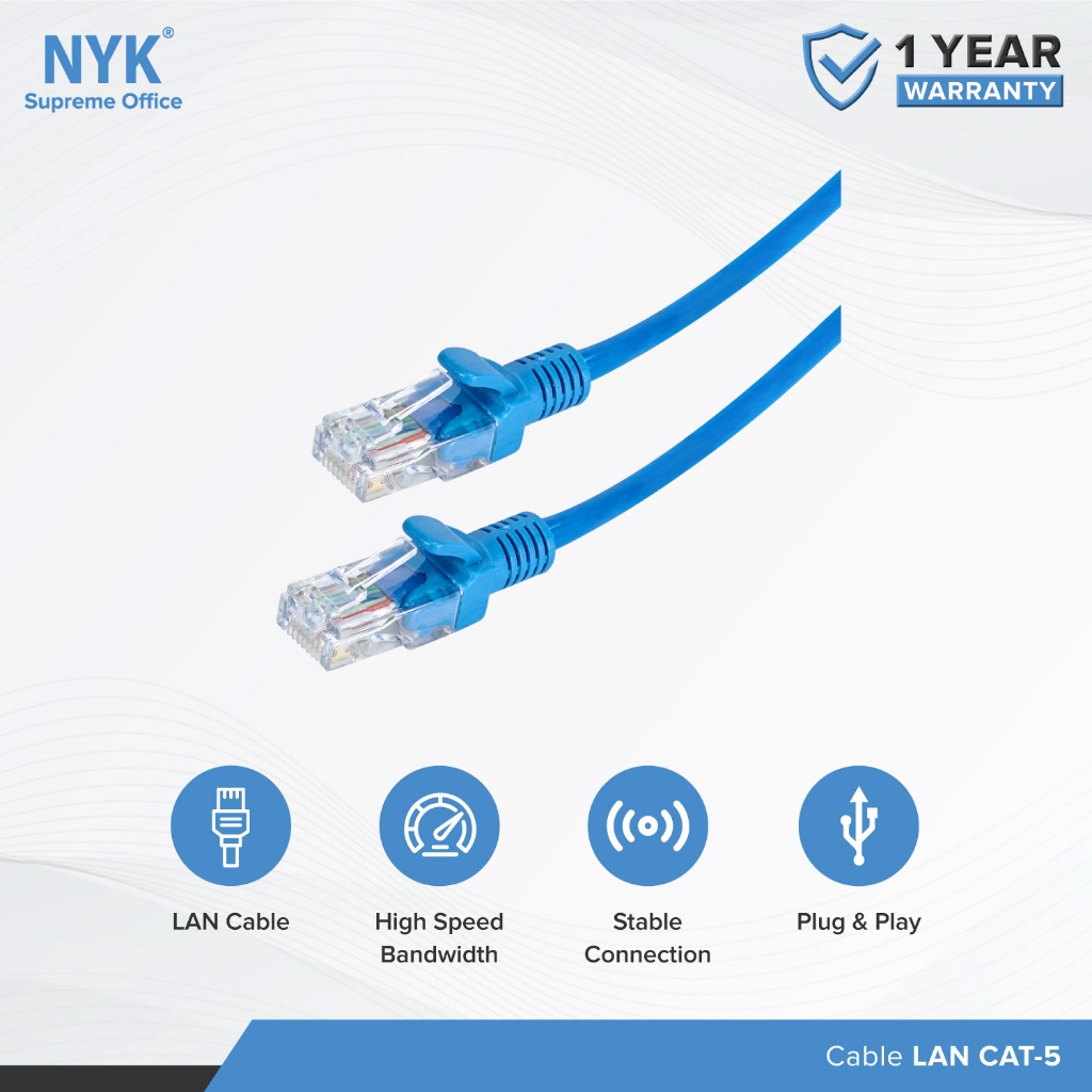Jual NYK Kabel LAN CAT 5 Cable Ethernet Rj45 10 Meter | Shopee Indonesia