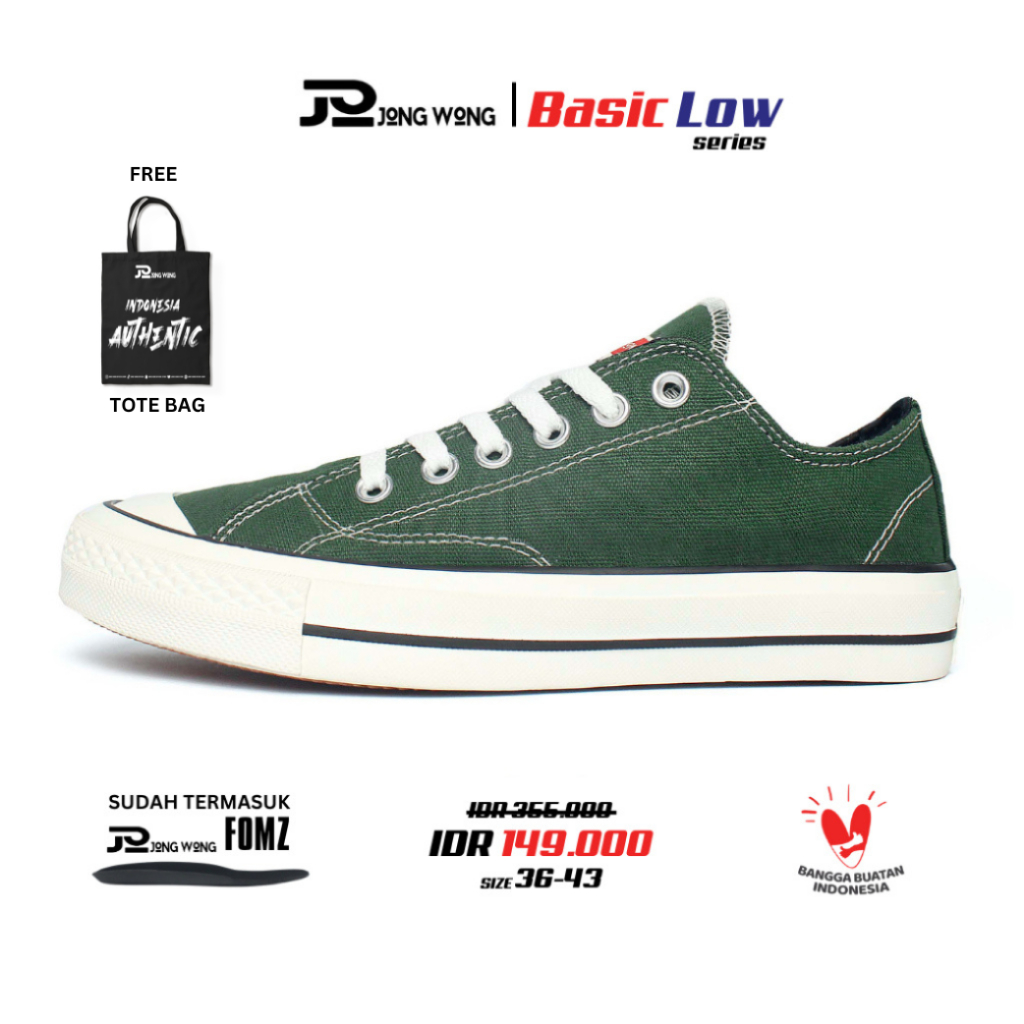 Jual Jong Wong Official - Original Bassic Low Green Army | Sepatu ...