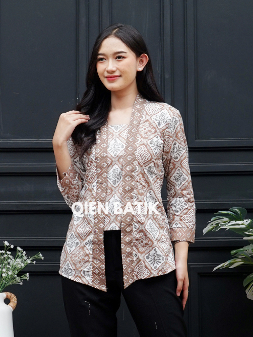 Jual Blus Kutu Baru Jumputan Batik Klasik Atasan Kebaya Modern Seragaman Kondangan Kutubaru ...