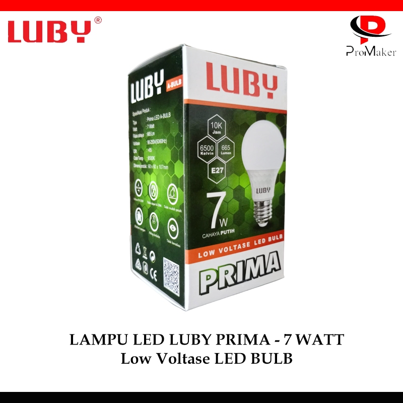Jual Bohlam Lampu LED Luby Prima 7 Watt Cahaya Putih Low Voltase A-Bulb ...