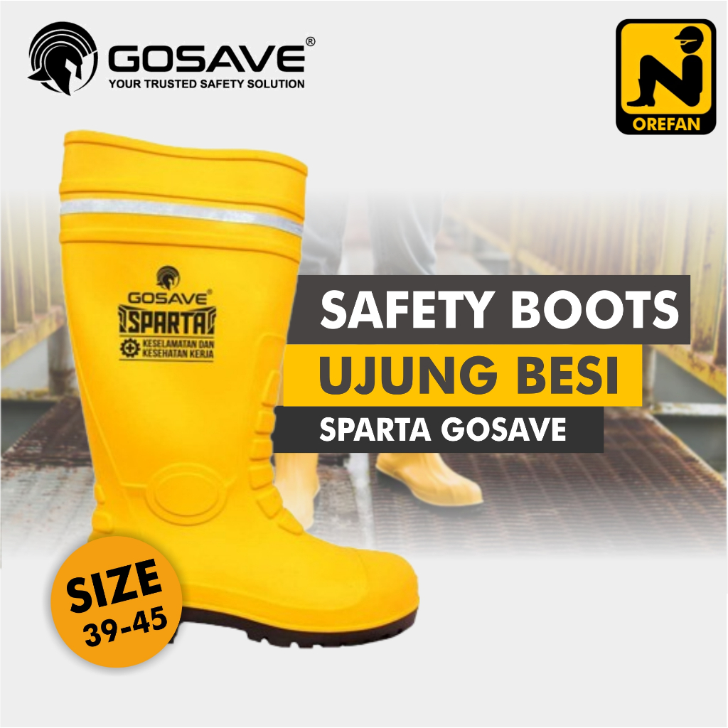 Jual Sepatu Boot Rubber Safety GOSAVE SPARTA Karet Ujung BESI Steel Toe ...