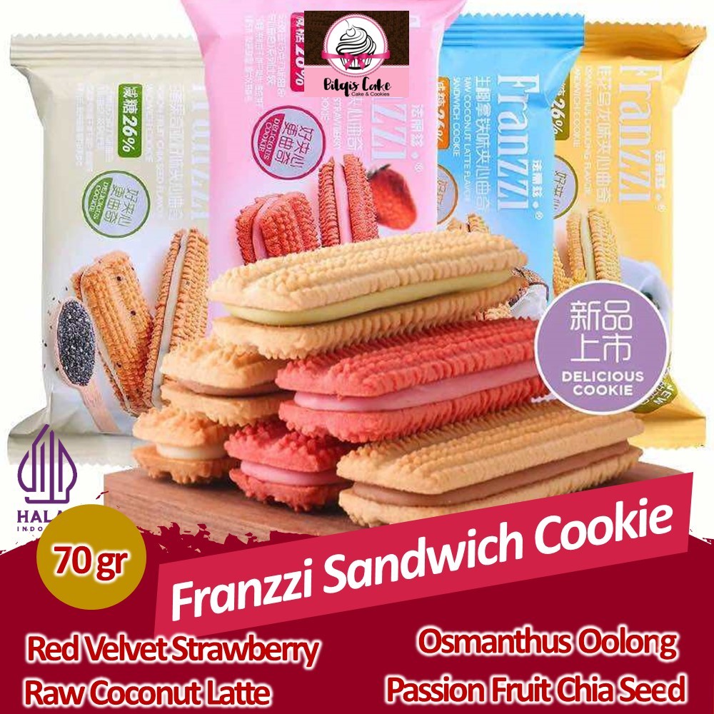 Jual Franzzi Sandwich Cookies 70 Gram Red Velvet Strawberry Passion ...