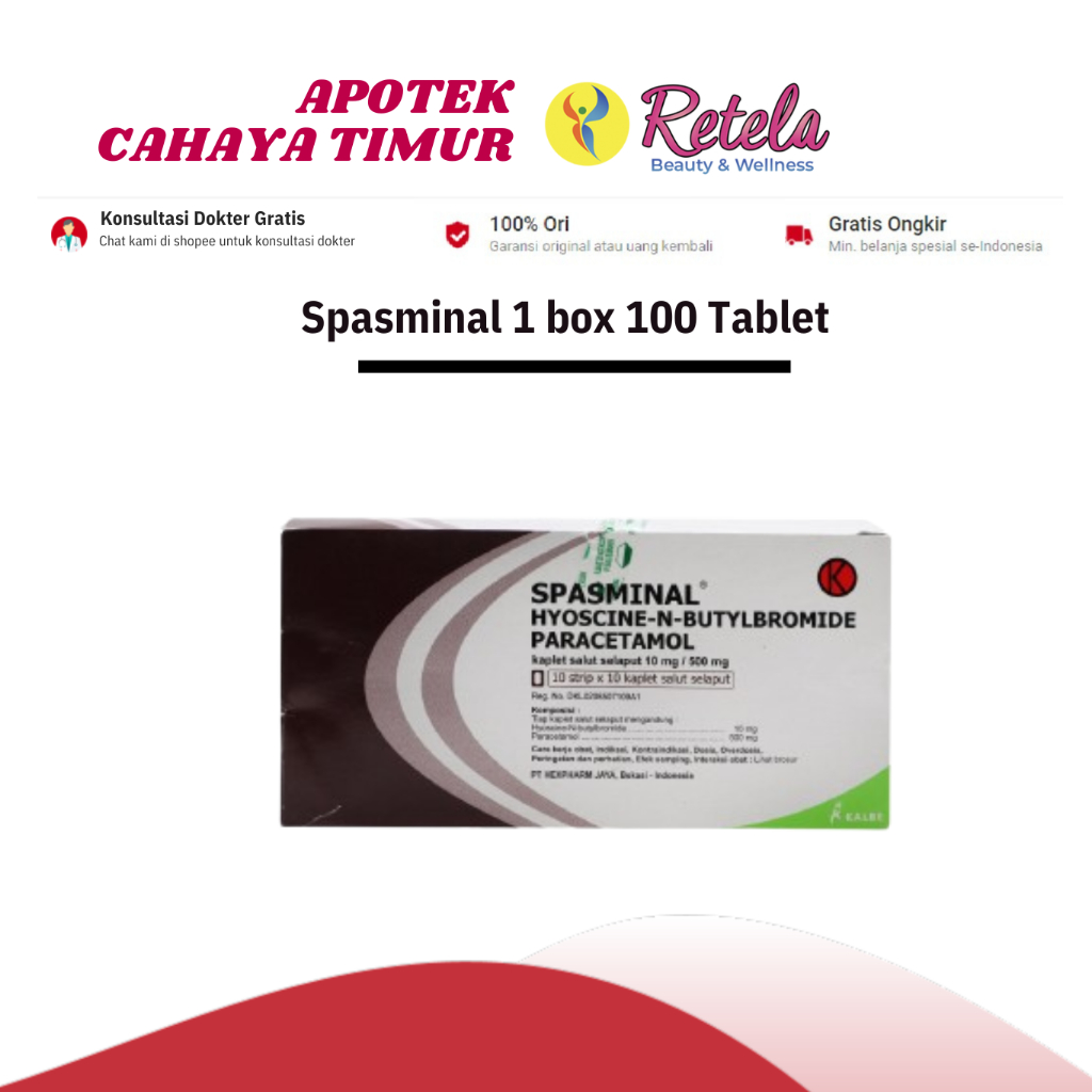Jual Spasminal 1 box 100 Tablet/ sakit kram perut /kadang bakteri ...