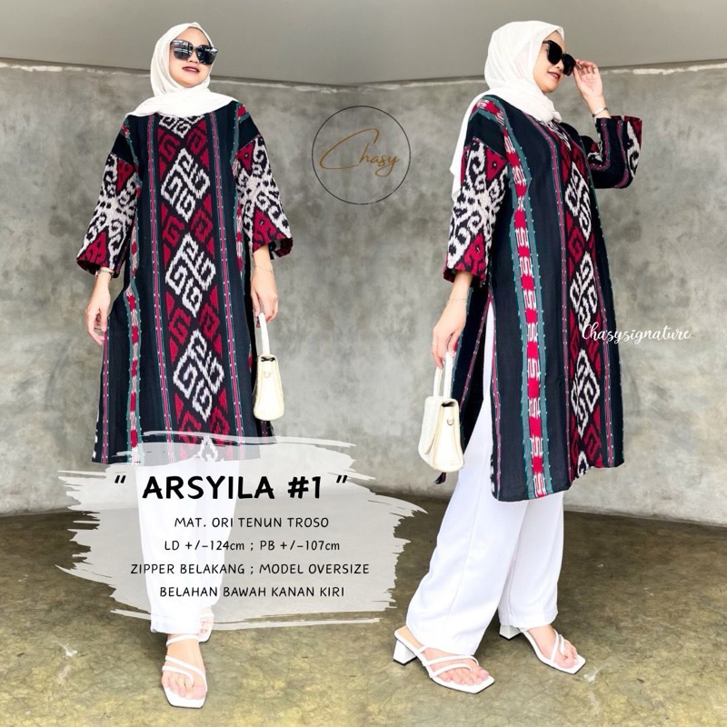 Jual Arsyila Tunik Tenun Troso ORI by Chasy Atasan Tenun Wanita Lengan Panjang Batik Tenun ...