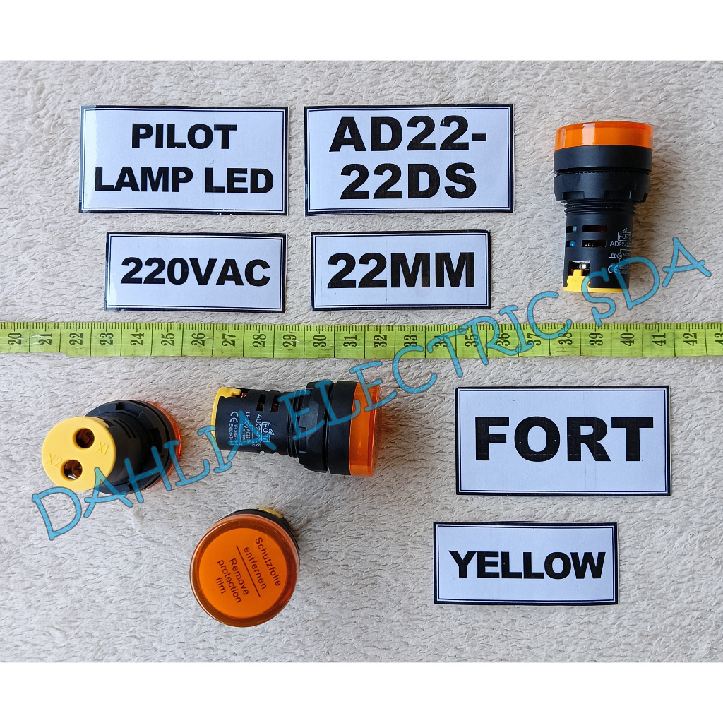 Jual PILOT LAMP LED 22MM 220VAC AD22-22DS YELLOW FORT | Shopee Indonesia