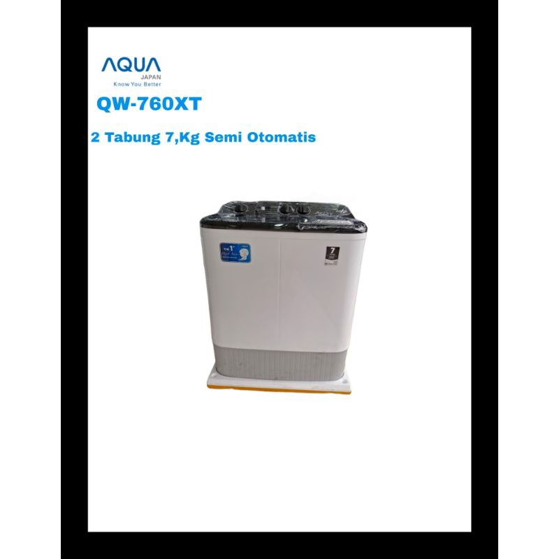 Jual mesin cuci 2 tabung aqua QW-760XT semi otomatis Hijap Series 7KG | Shopee Indonesia