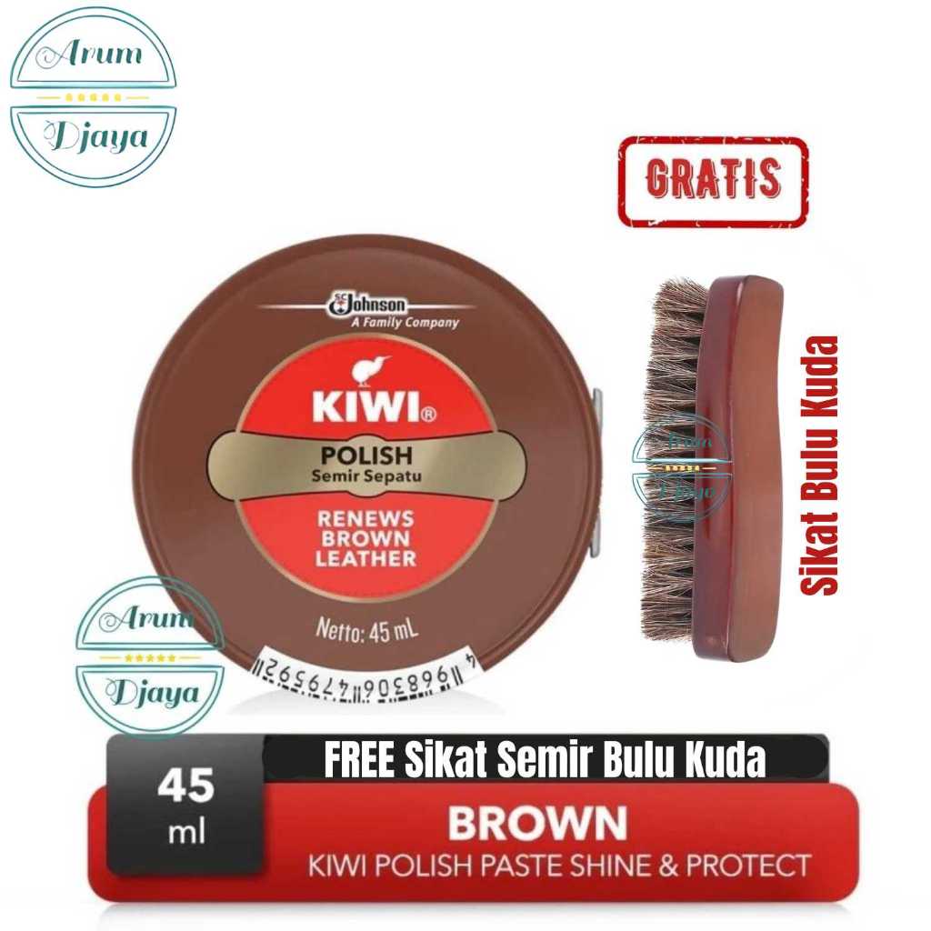 Jual Kiwi Semir Sepatu Brown - Kiwi Paste SP Shoe Polish Coklat 45mL FREE Sikat Semir Bulu Kuda ...