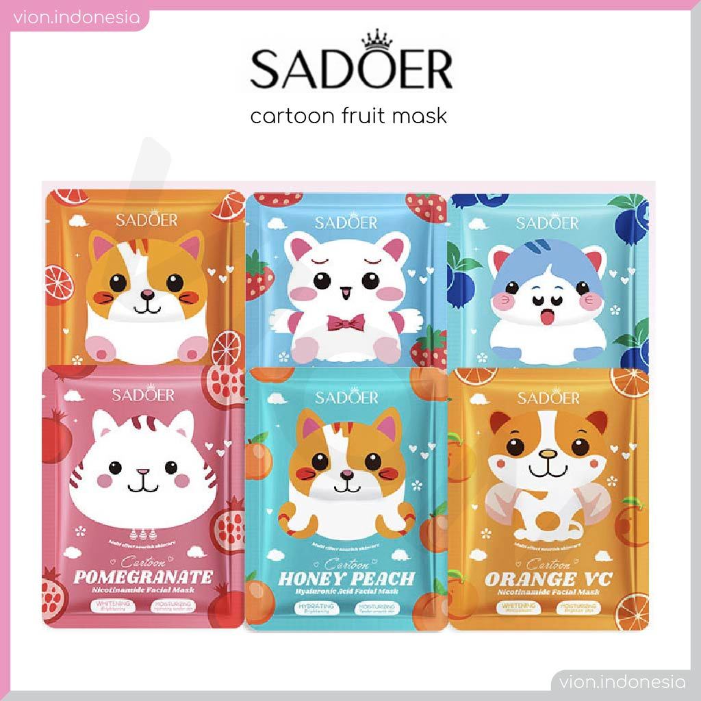 Jual SADOER Cartoon Fruit Facial Sheet Mask HA Masker Wajah Lucu Kartun ...