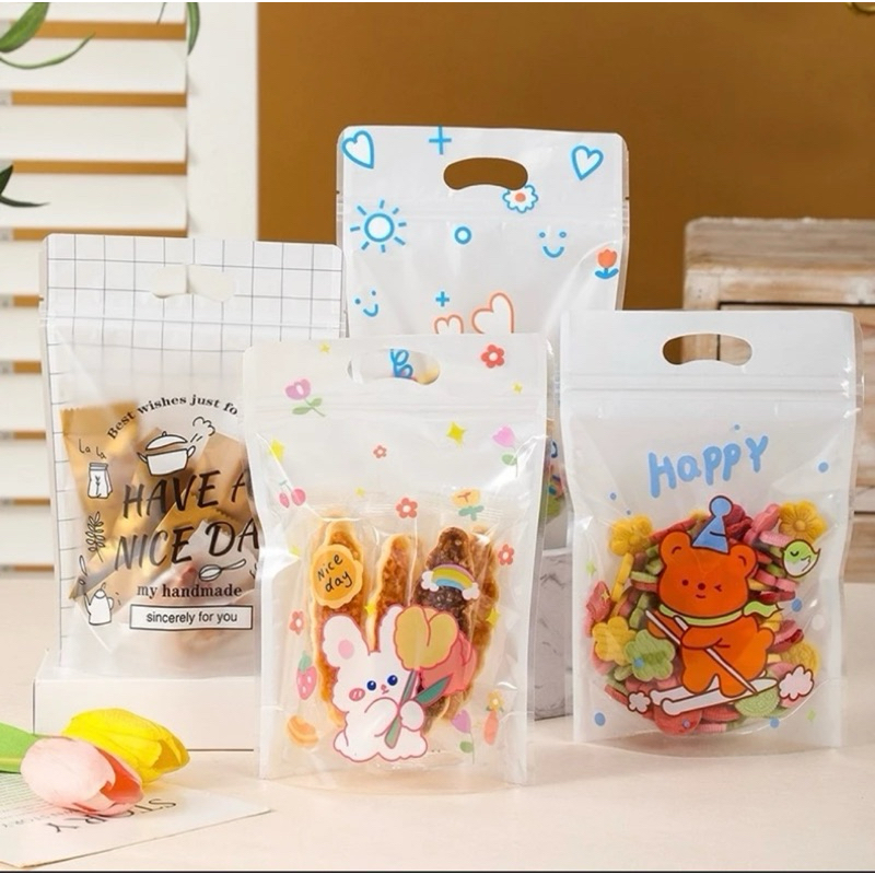 Jual STANDING POUCH MAKANAN KERING KUE BISKUIT COOKIES KARAKTER LUCU ...