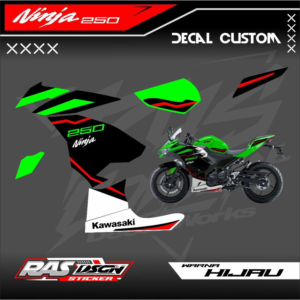 Jual Stiker Striping Decal NInja 250 Fi 2018 Motif ZX Semi Decal / Semi ...