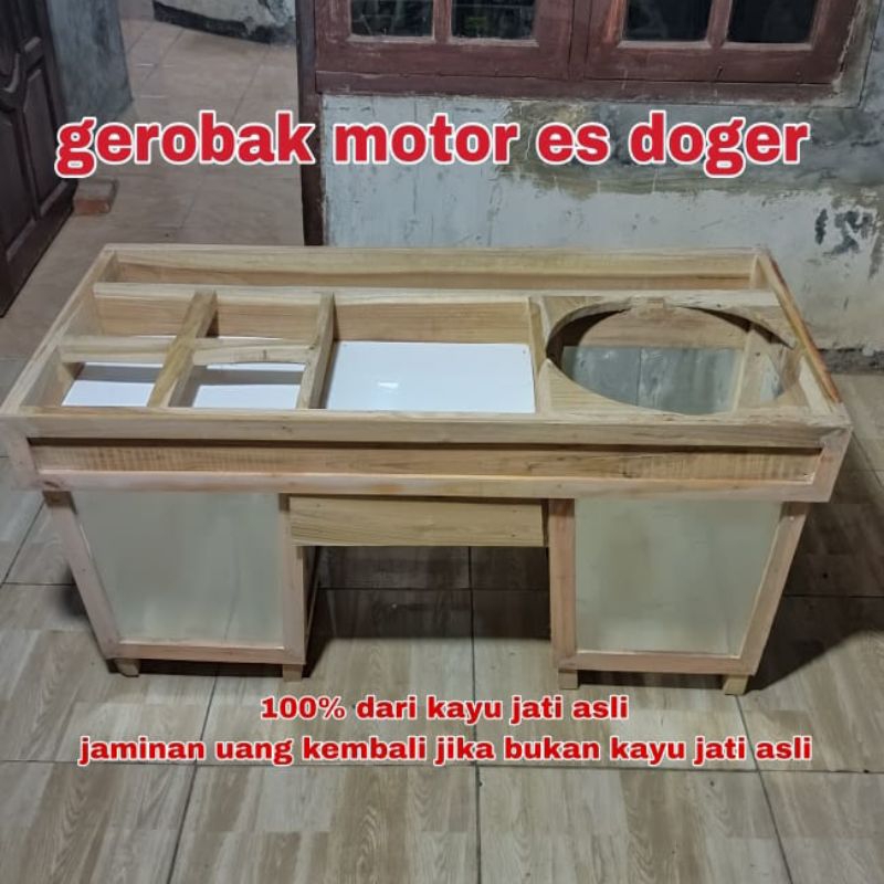 Jual GEROBAK MOTOR ES DOGER, BISA CUSTOM UKURAN, BAHAN 100% DARI KAYU ...
