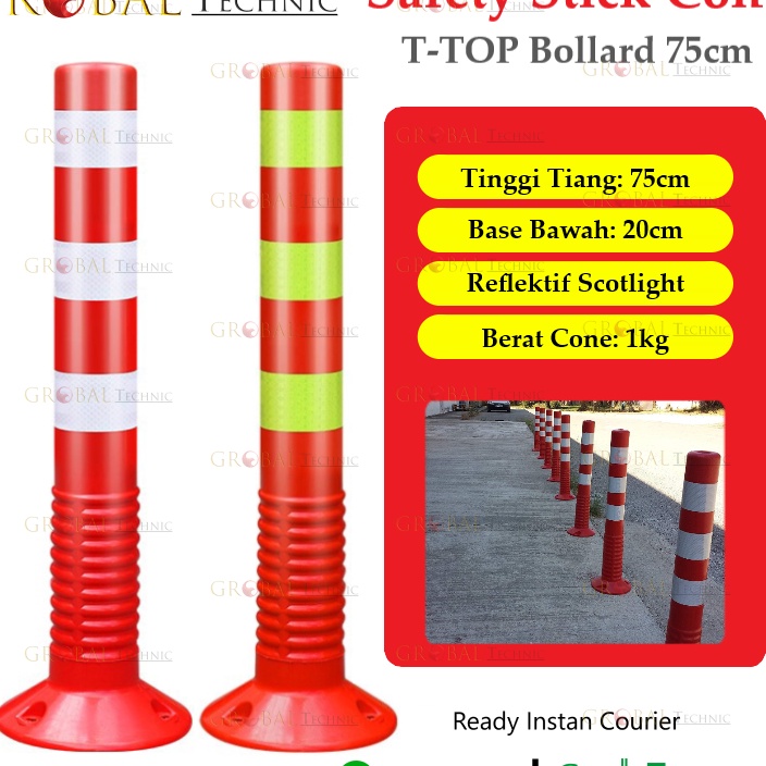 Jual ORIGINAL Safety Stick Cone T TOP Bollard Rubber Pembatas Jalan ...