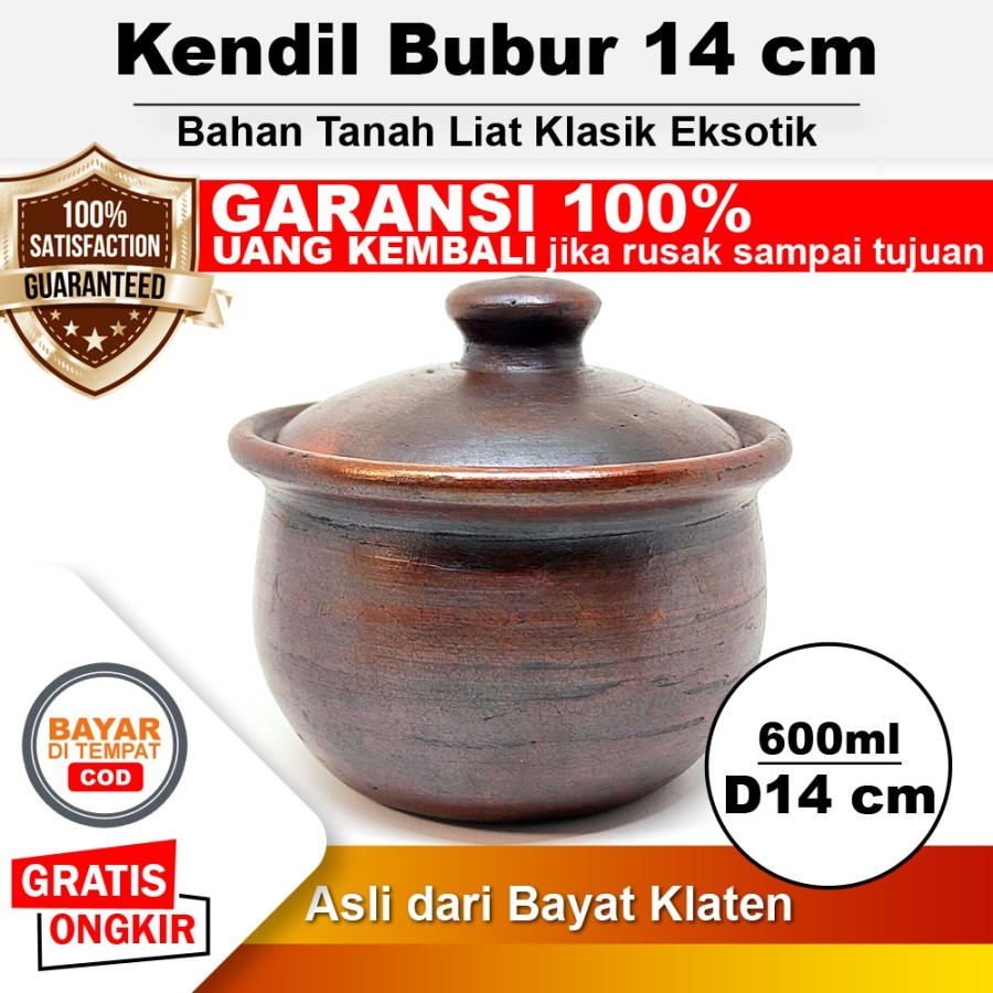 Jual Kendil Bubur Tanah Liat Gerabah Diameter 14 cm - 600ml Tempat ...