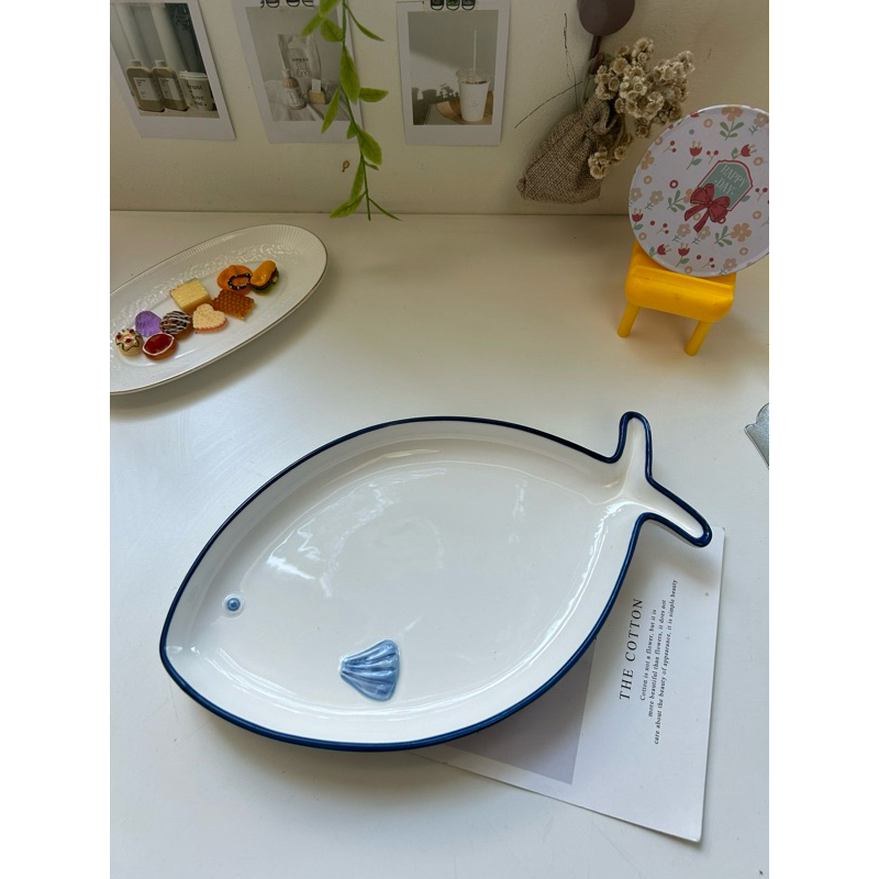 Jual Tray Piring Saji Keramik unik/ piring keramik bentuk ikan | Shopee ...