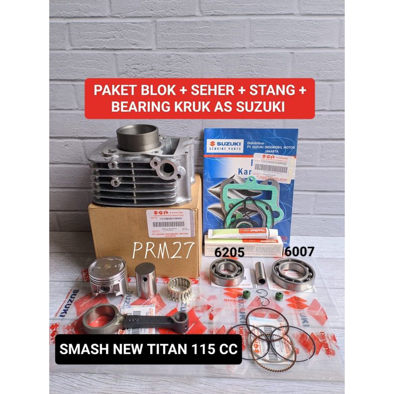 Jual Paket blok + seher + stang + bearing Suzuki smash new Titan 115 cc ...