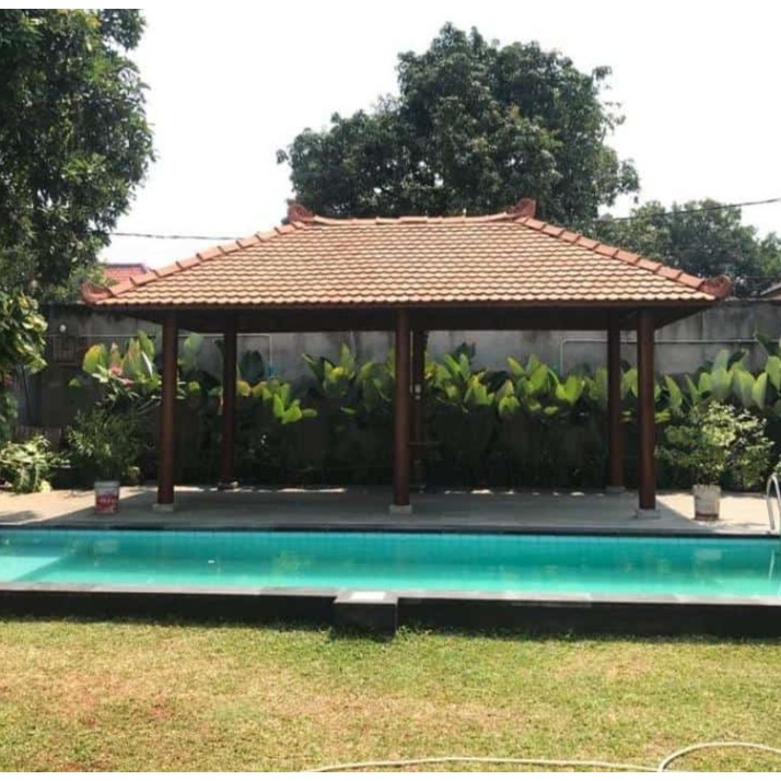 Jual Gasebo Kolam Atap Genteng | Garasi Mobil Model Saung | Gazebo ...