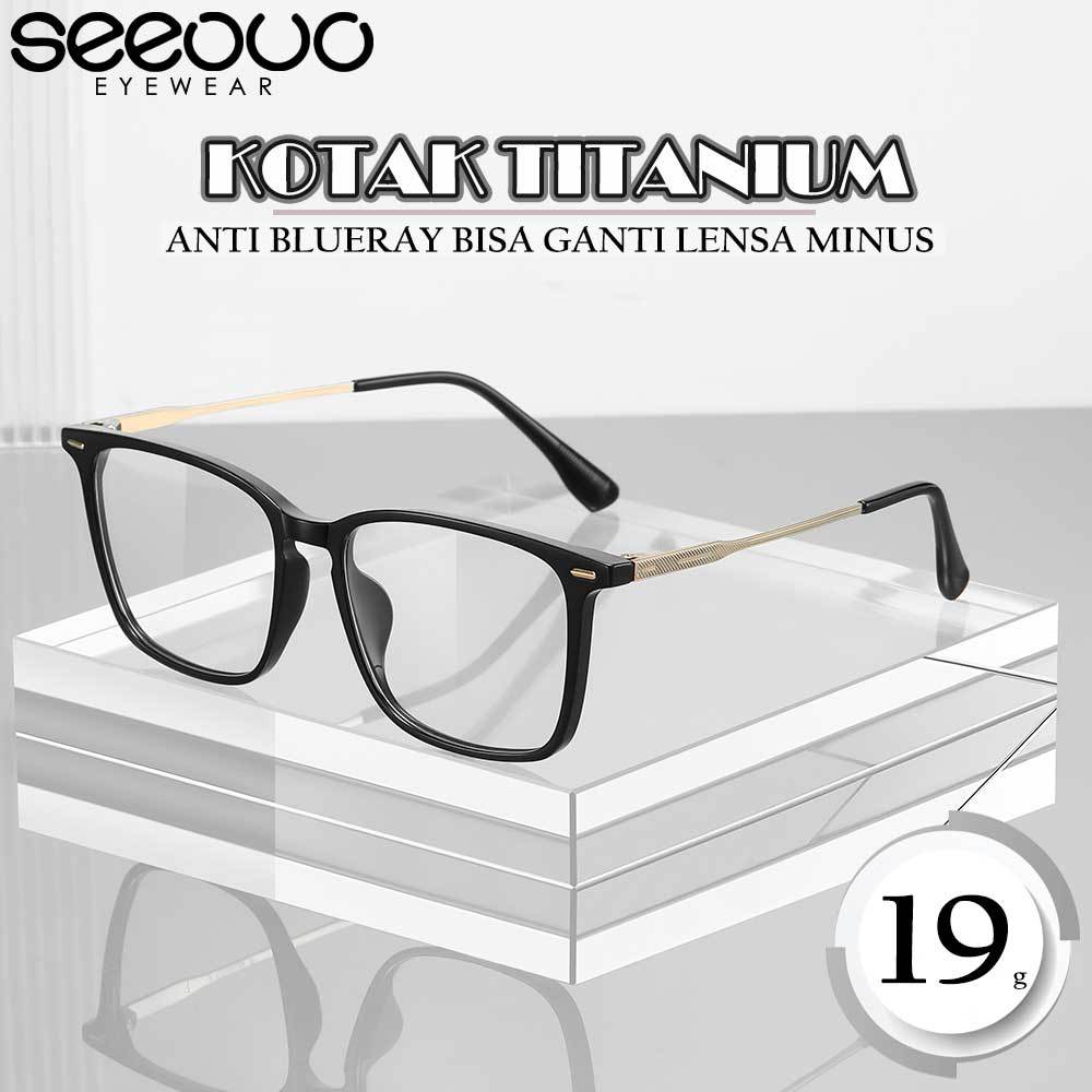 Jual Seeouo Kacamata Antiradiasi Blueray Model Kotak Simple Stylish Light Frame Titanium Fashion ...