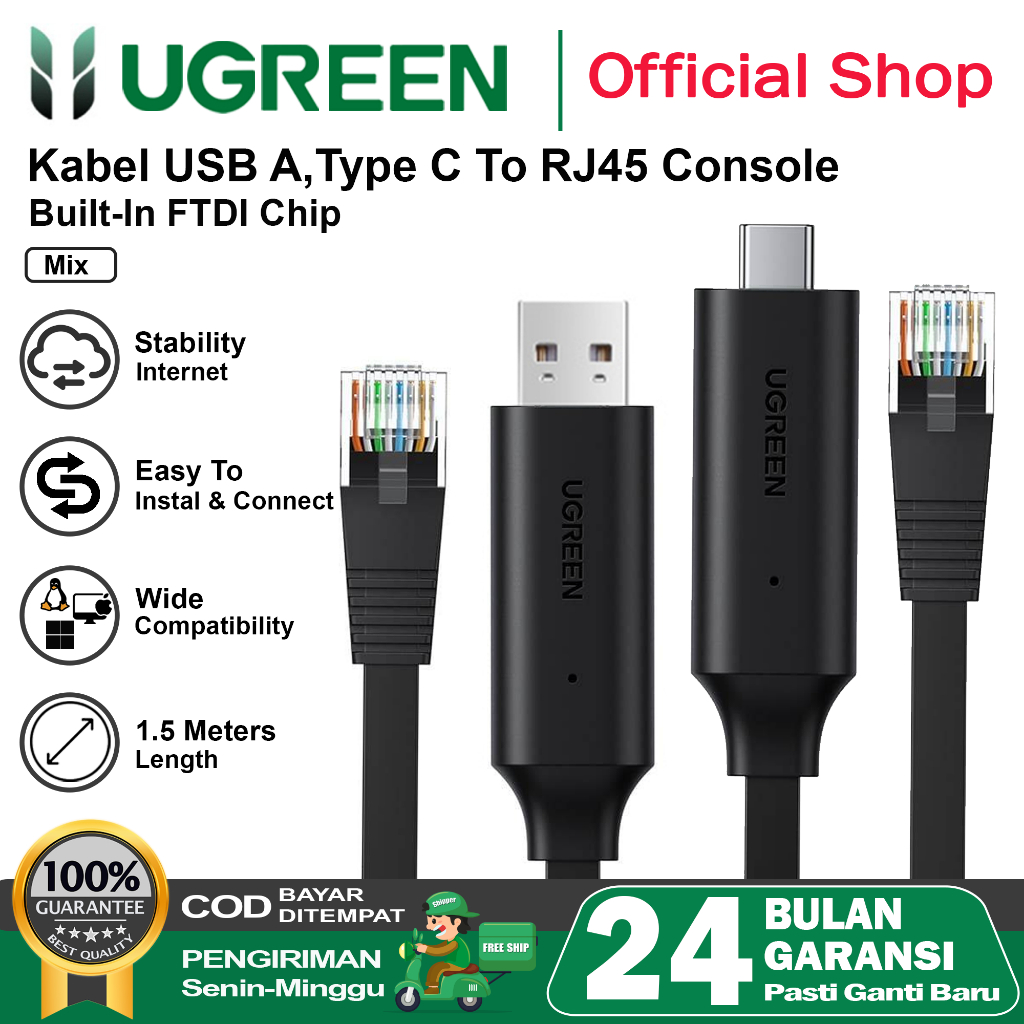 Jual UGREEN Kabel Console USB 2.0 To LAN Ethernet RJ45 For Mac PC ...