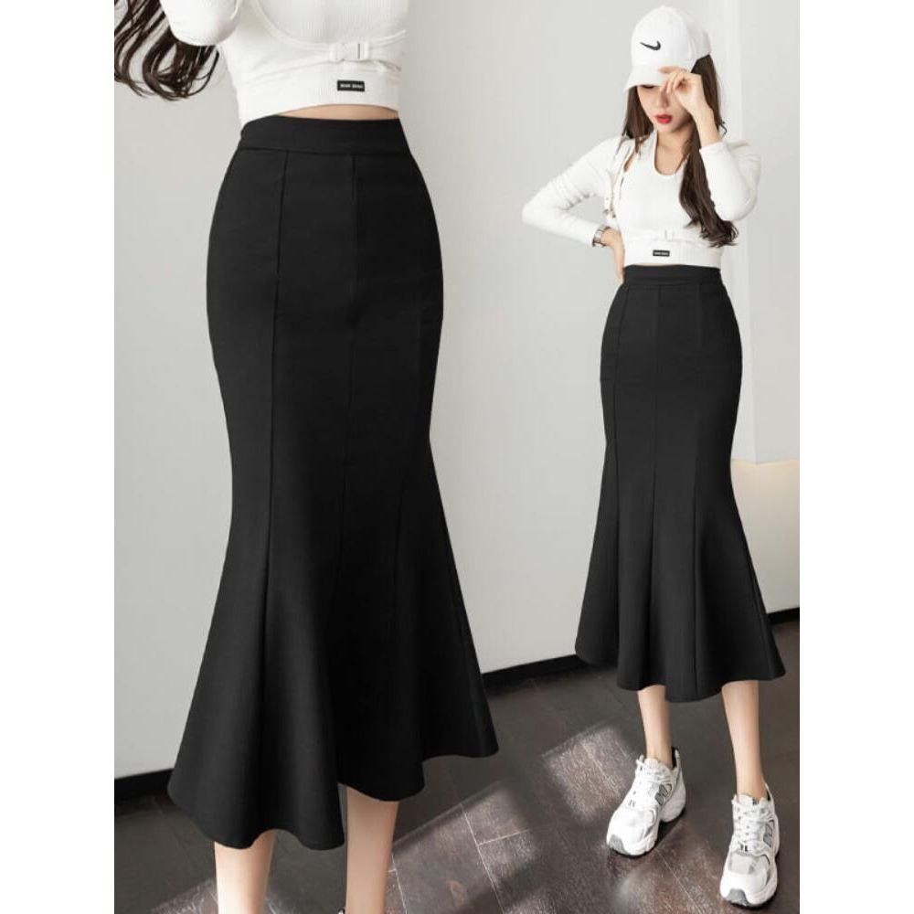 Jual LIN Rok Kerja Rok Span Duyung Hitam Fishtail Wanita Desain Elegant ...