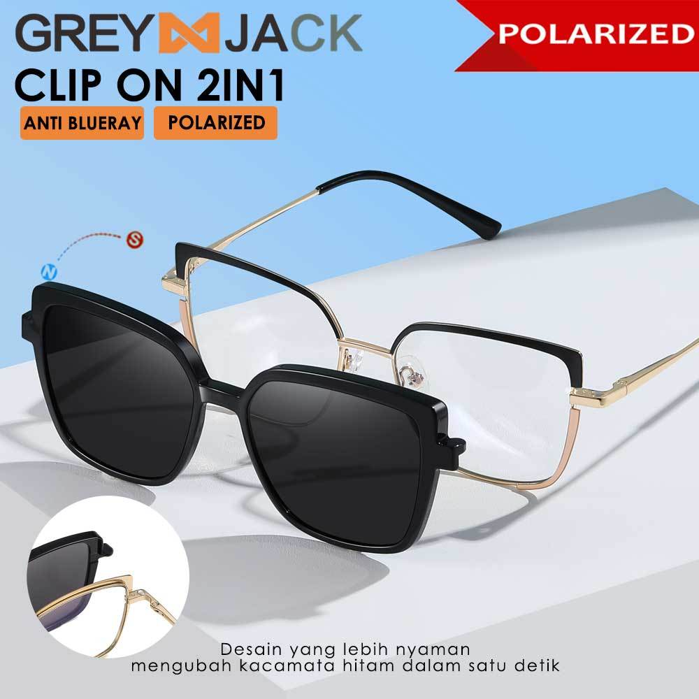 Jual Grey Jack Kacamata Clip On Model Cat Eye Bahan Metal Ringan Fashion Wanita Free Lens ...