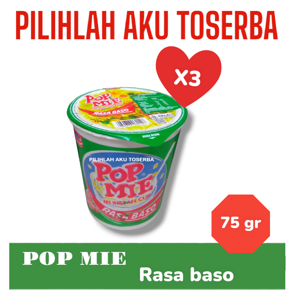 Jual Mie Instant POP MIE Rebus Rasa BASO - ( Harga 3 PCS ) | Shopee ...