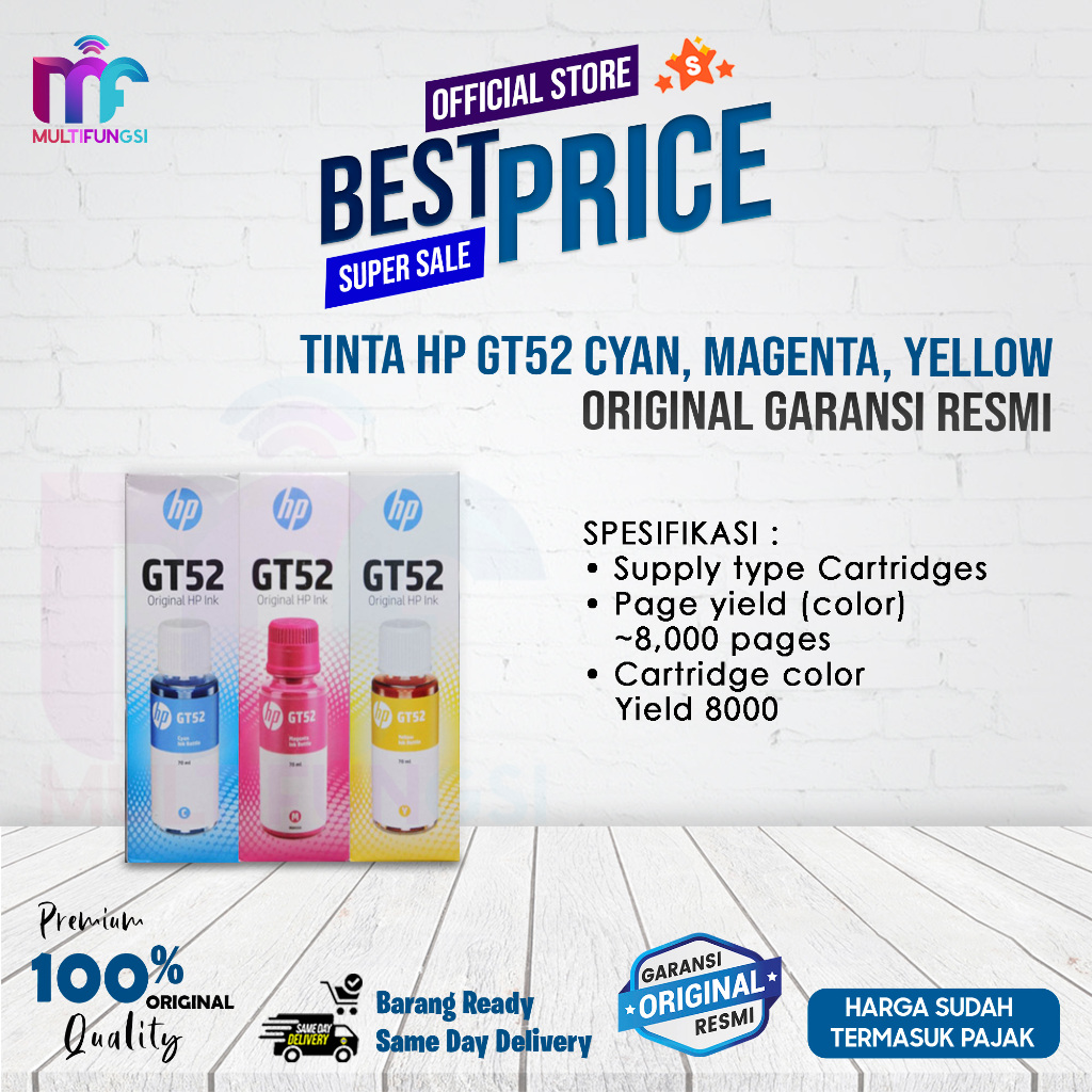 Jual TINTA HP GT 52 C/M/Y | CYAN/MAGENTA/YELLOW - ORIGINAL 100% GT52 ...
