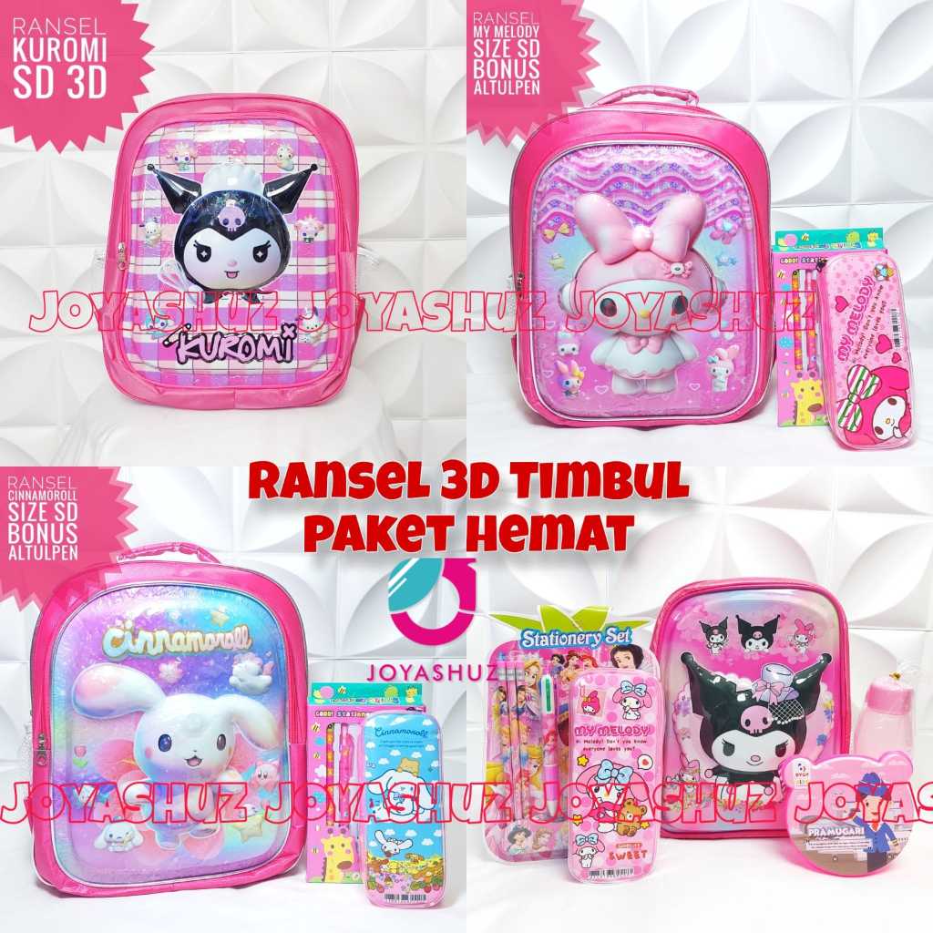 Jual Tas Sekolah Anak Perempuan TK SD Ranse; Kuromi - Tas Anak TK Timbul 3D LED - Tas Ransel My ...