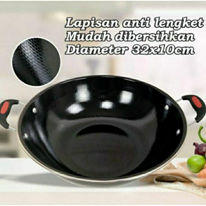 Jual Wajan Goreng Enamel anti Lengket 34cm | Shopee Indonesia