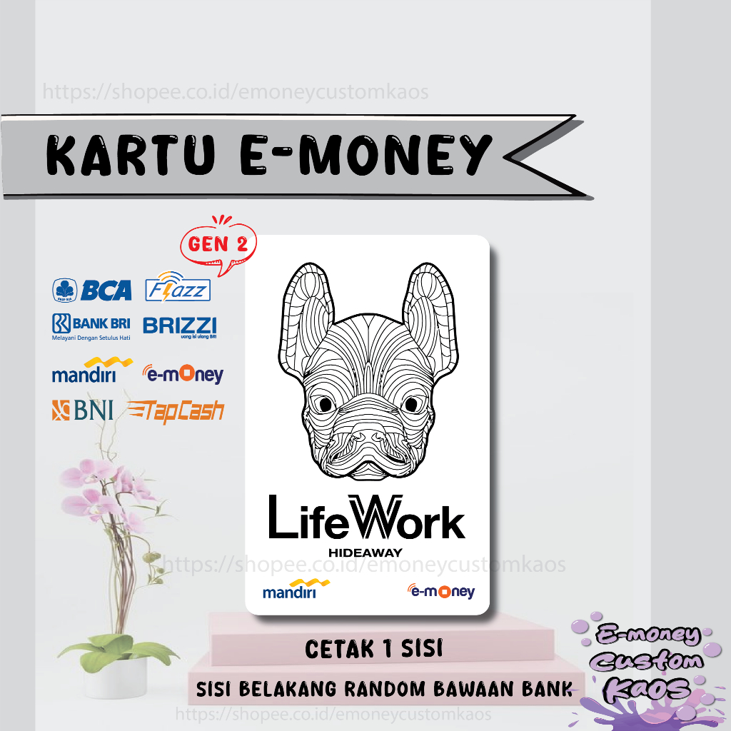 Jual KARTU EMONEY LOGO RADOG BRAND LIFEWORK WHITE MANDIRI FLAZZ BCA BNI ...
