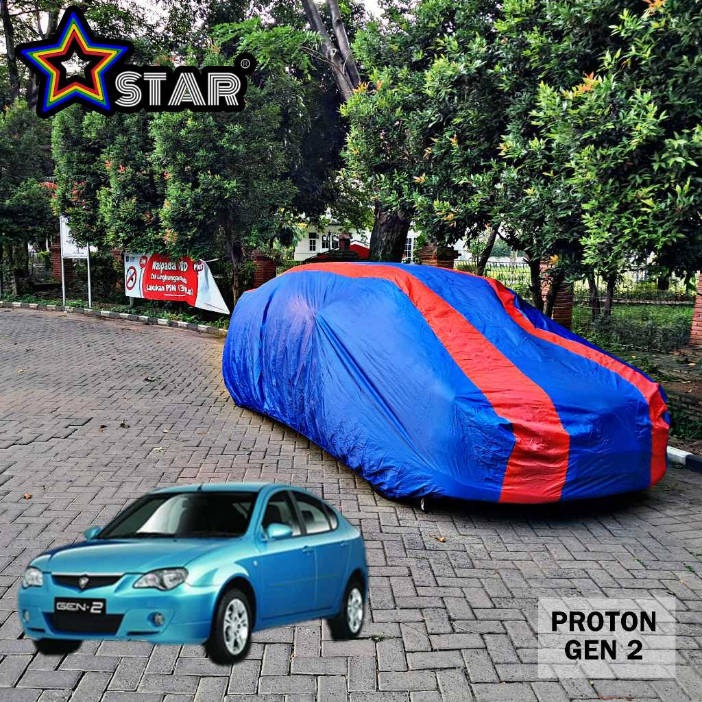 Jual Body Cover PROTON GEN 2 Biru Strip 2 Sarung Mobil Warna PREMIUM ...