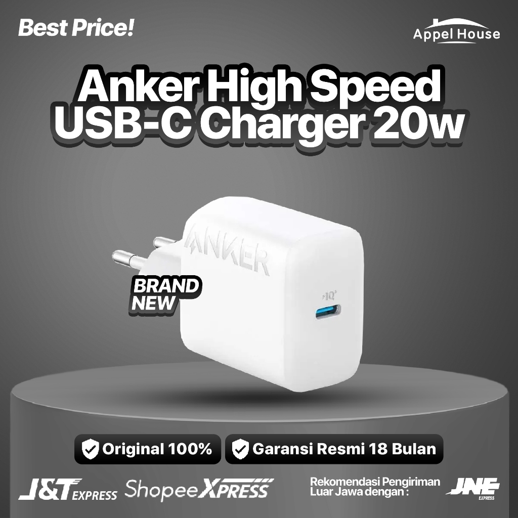 Jual CHARGER ANKER (CABLE TYPE C / ADAPTER ANKER TYPE C 20 WATT ...