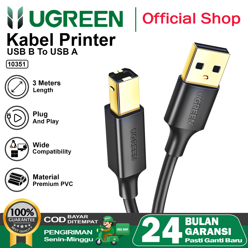 Jual UGREEN Kabel Printer Epson Canon HP USB A To USB 2.0B, Type c To ...