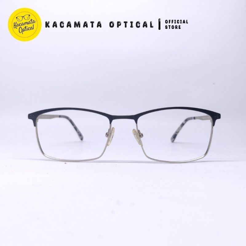 Jual KACAMATA OPTICAL - Frame KMO9054 Kotak Hitam Silver Besi Plastik ...