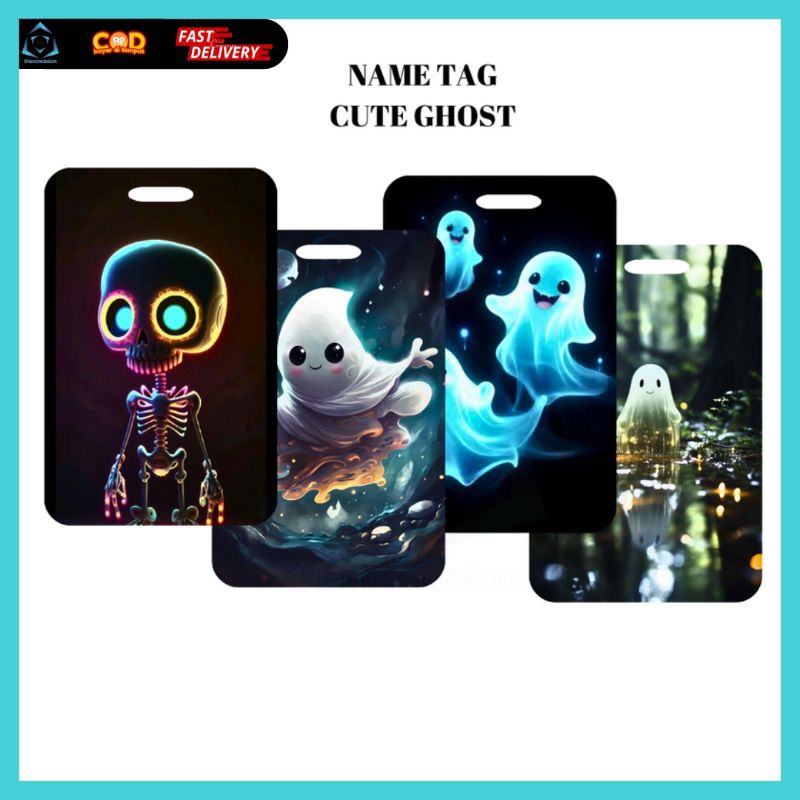 Jual NAMETAG CUTE GHOST / CARD HOLDER CUTE GHOST / ID CARD TANPA TALI ...