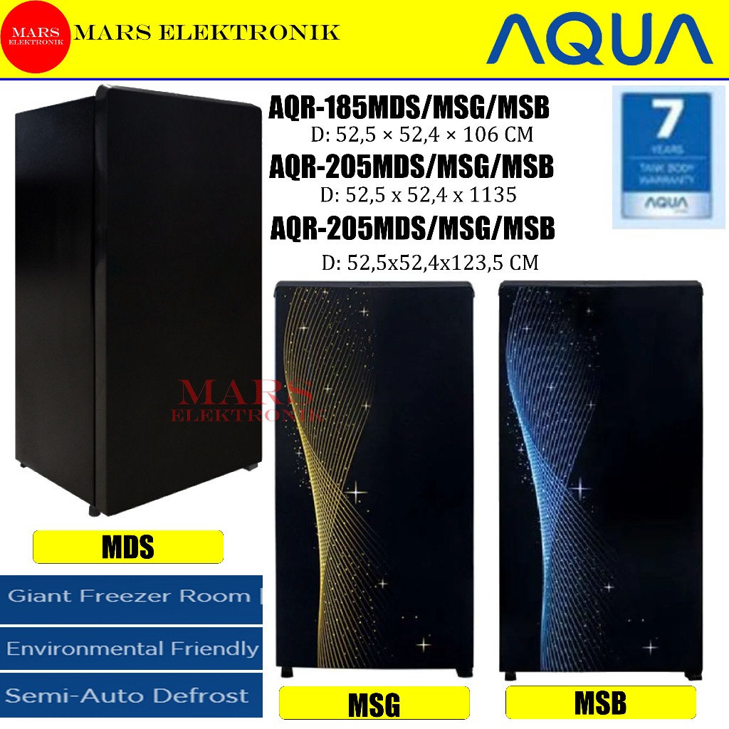 Jual KULKAS AQUA AQR-185MDS - AQR-205MDS - AQR-225MDS / MSB / MSG ...