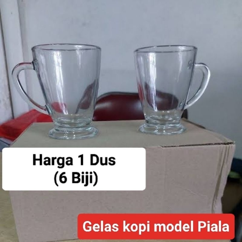 Jual gelas kopi kaca gelas kopi gagang model PIALA harga 1 Dus | Shopee ...
