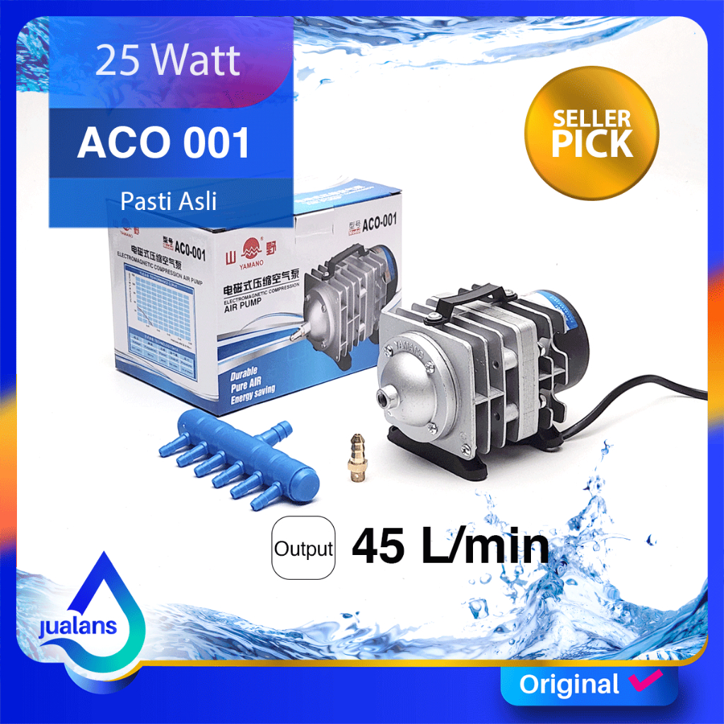 Jual YAMANO ACO 001 Aerator Aquarium Pompa Gelembung udara Kolam Koi Aquascape Kompressor ACO ...