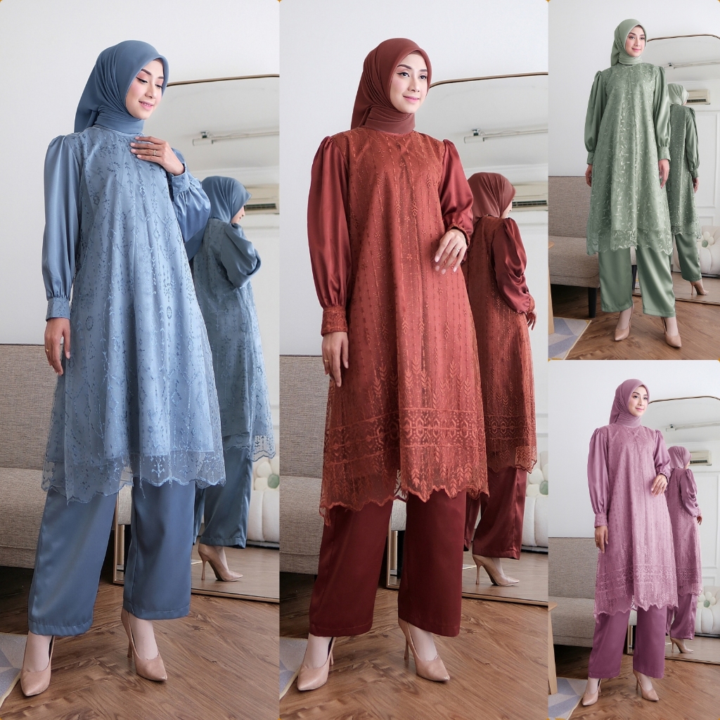 Jual Setelan Celana Brukat Tille/ Setcel Brukat Denim/ Setcel Brukat ...